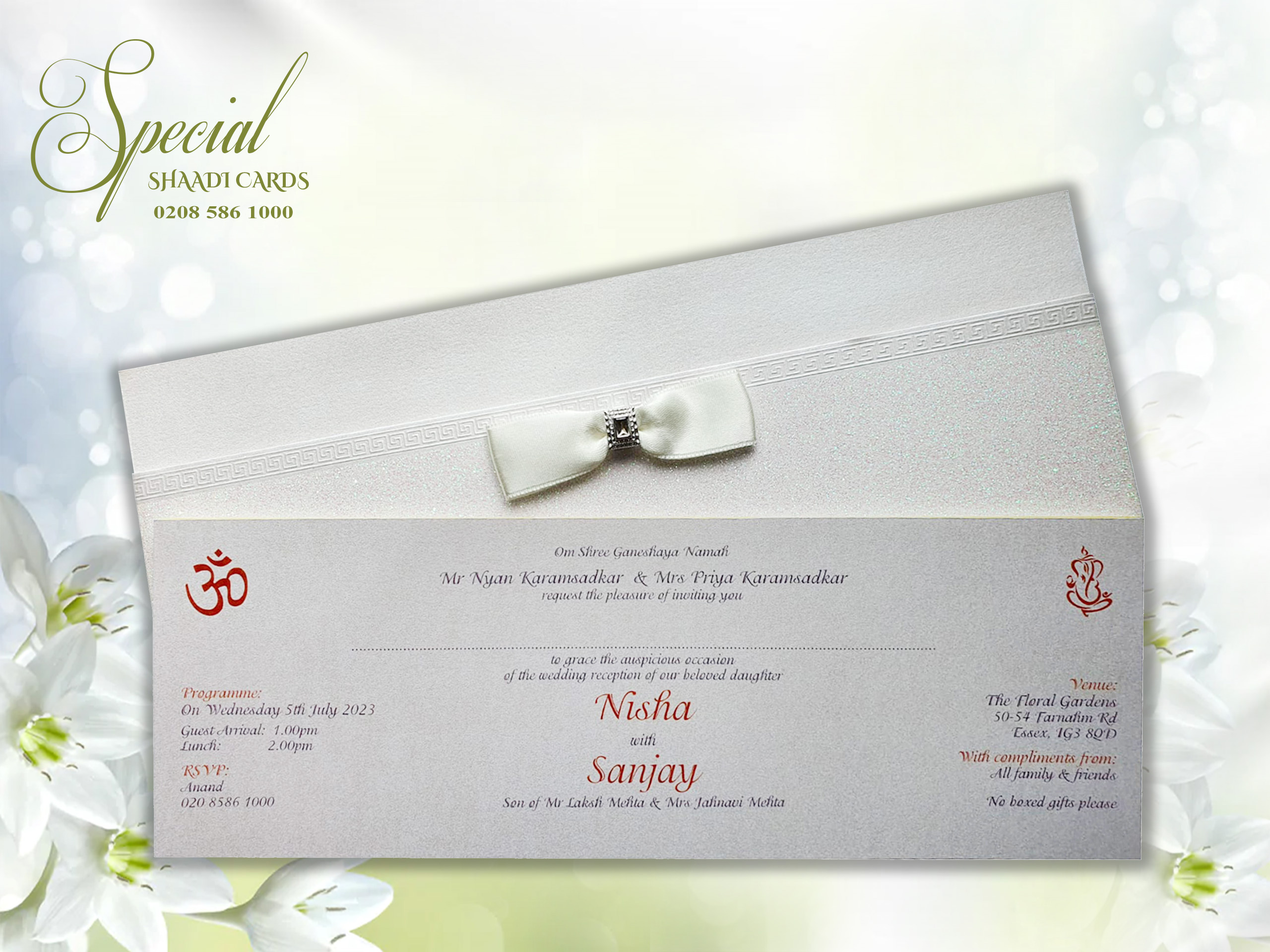 Silver DL Embellished, Pocket Wedding Card - Special Shaadi Cards