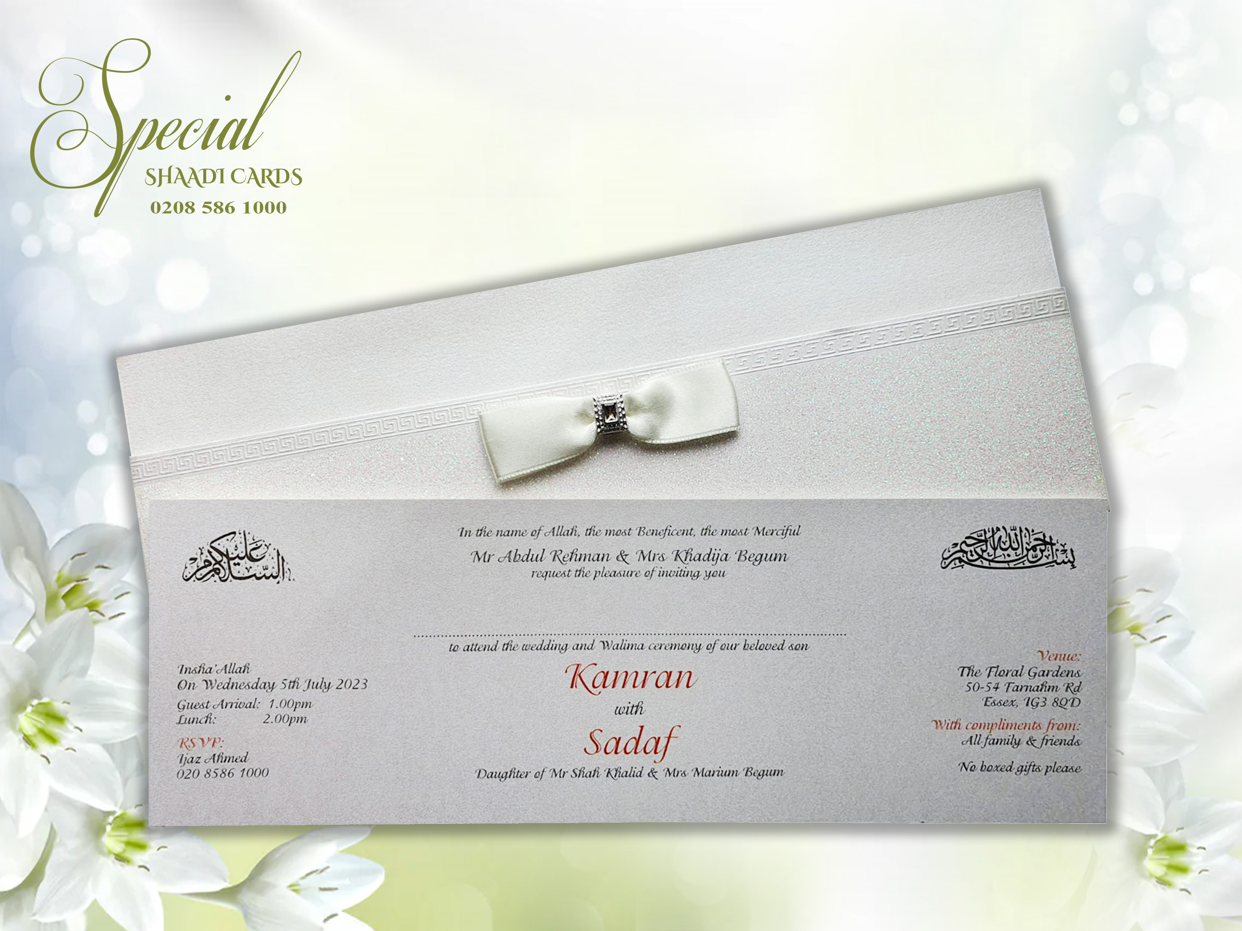 Silver DL Embellished, Pocket Wedding Card - Special Shaadi Cards