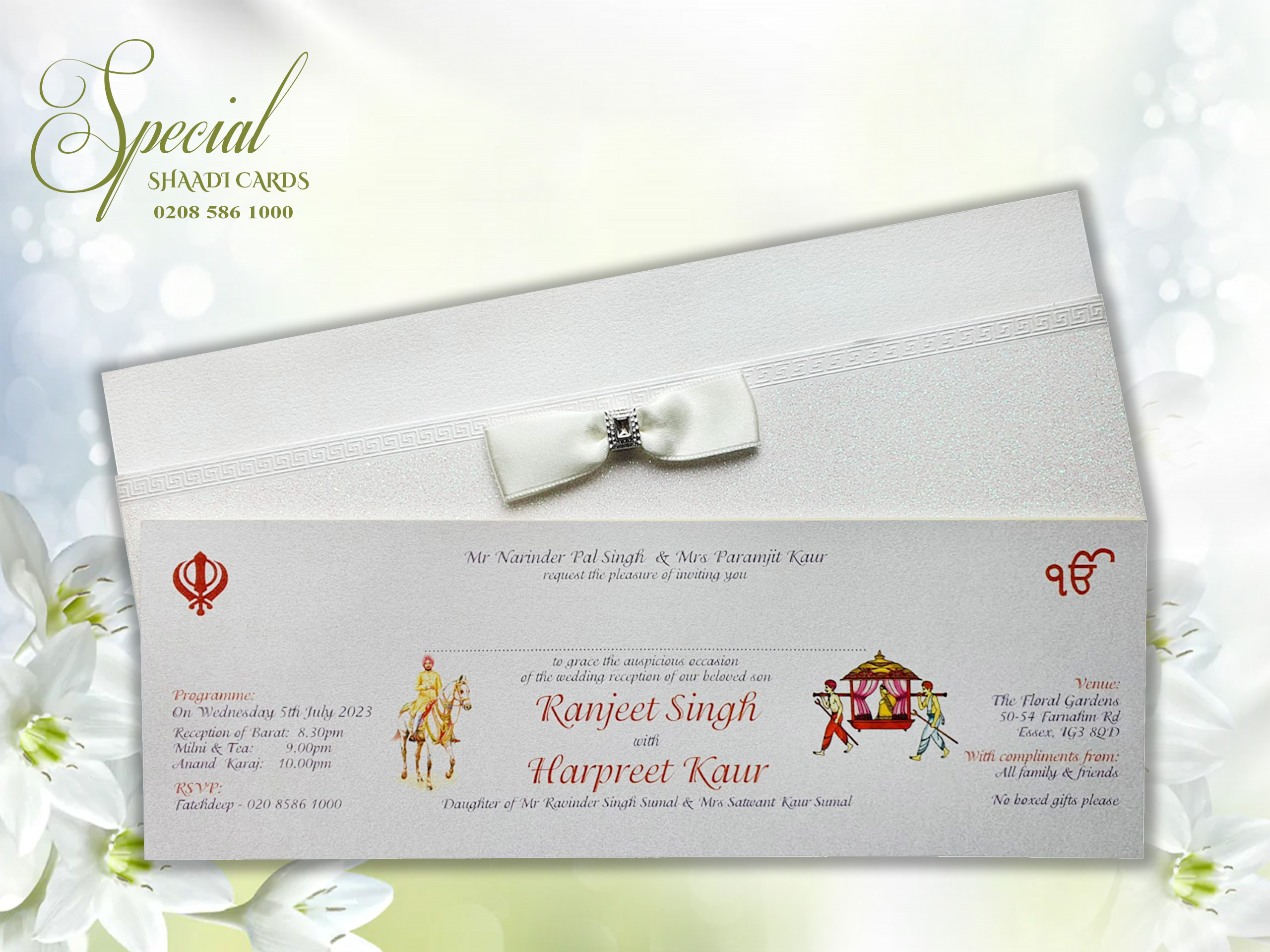 Silver DL Embellished, Pocket Wedding Card - Special Shaadi Cards