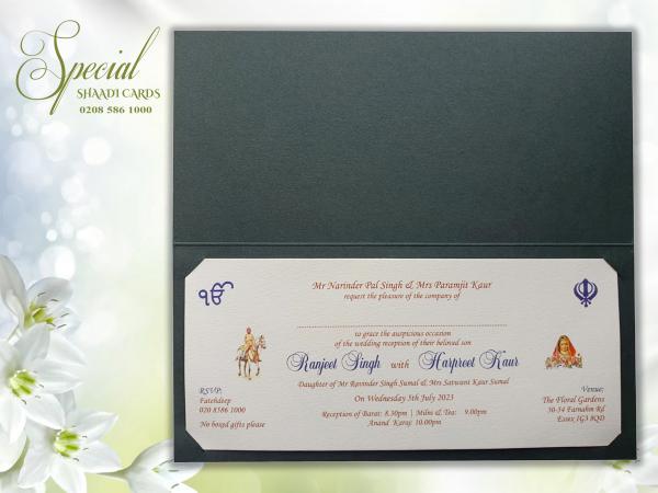 Green Khanda Wedding Invitation Card - Special Shaadi Cards